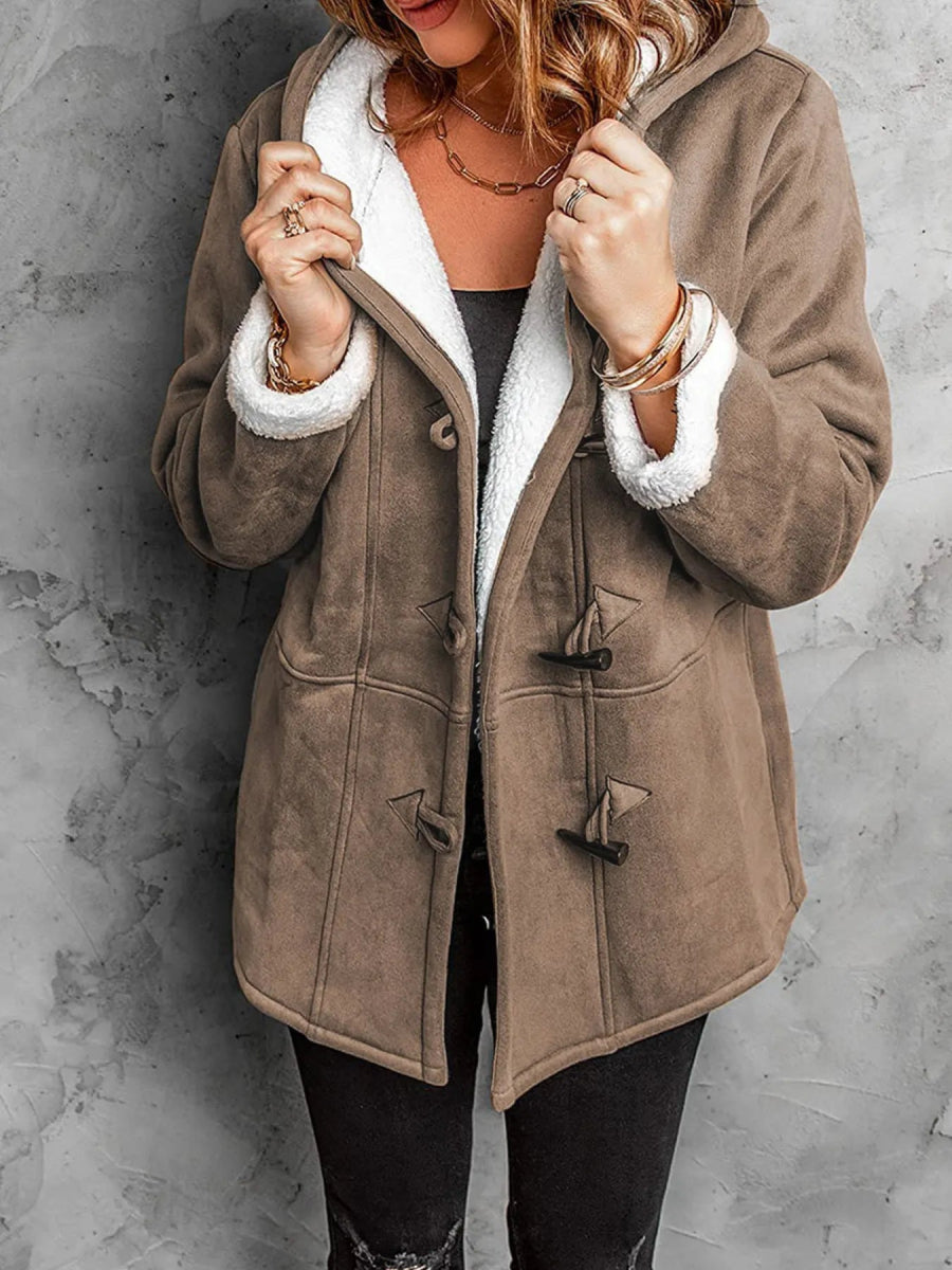 Cozy Sherpa Lined Toggle Coat with Hood - Deb Shops
