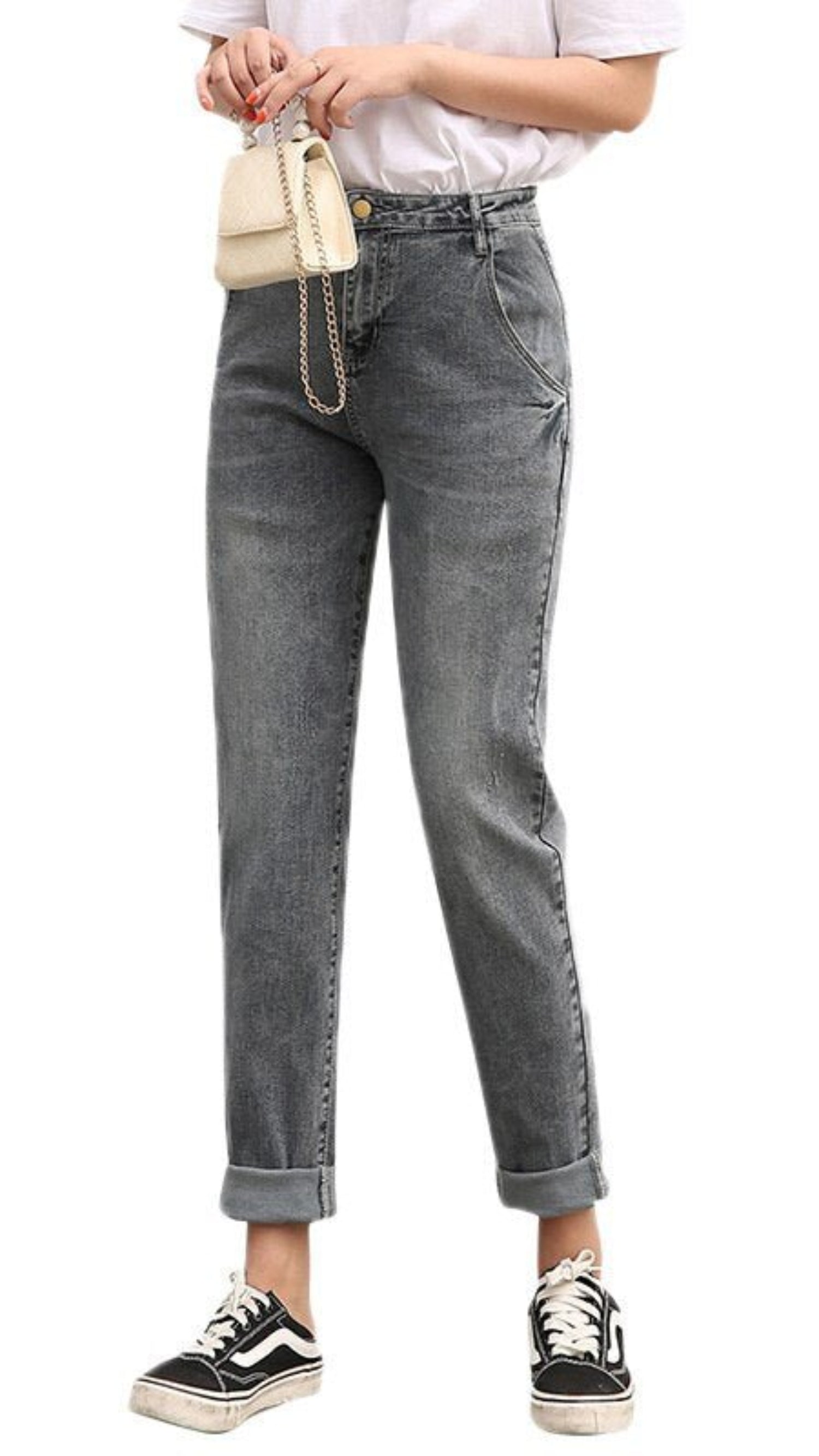 Loose Denim Straight Wide Legs High Waist Pants - Deb Shops